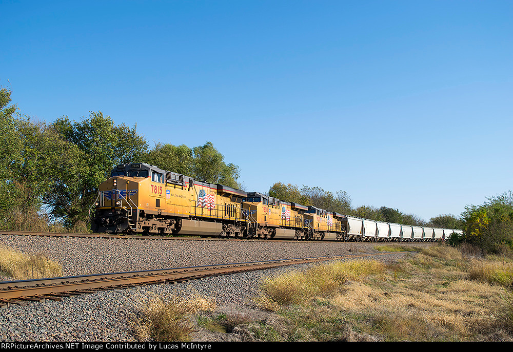 UP 7815 westbound UP empty sand train